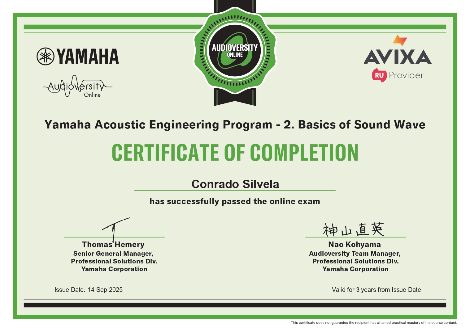 Yamaha Acoustic Engineering Program - 2 Basics of Sound Wave Conrado ...
